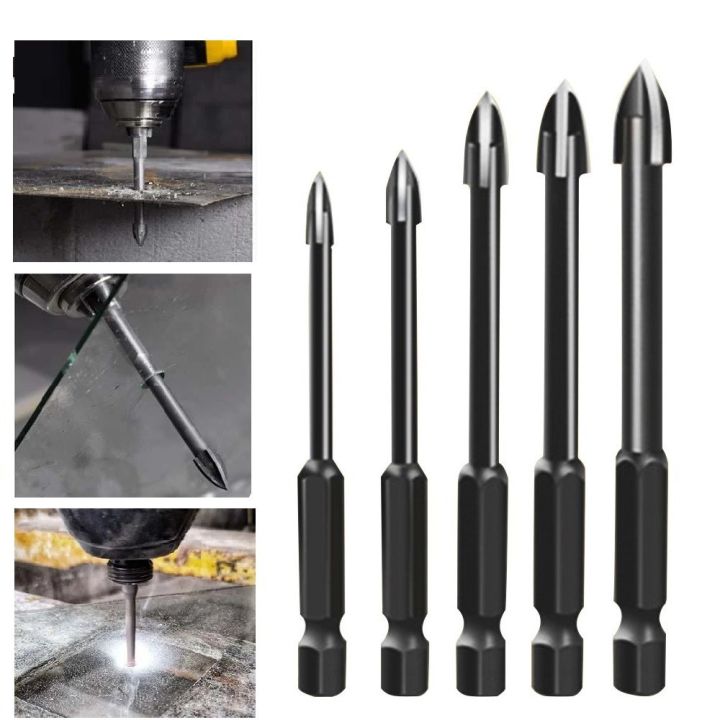 Toolstar 5Pcs Multi-function Triangle Drill Bits Carbide Cross Drill ...