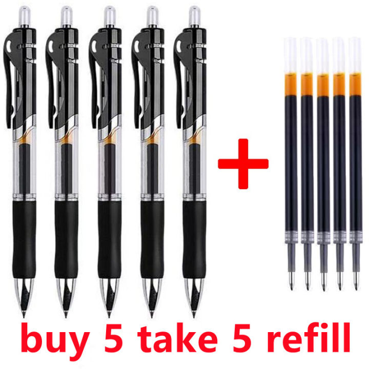 5 Ball Pen +5 Refills flexstick Ballpen set Retractable gel pens black ...