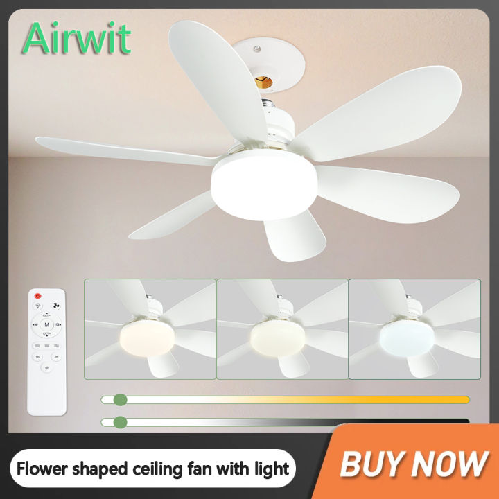 AIRWIT 2-in-1 Modern Ceiling Fan With Light 20 inchs Six-Leaf Small ...