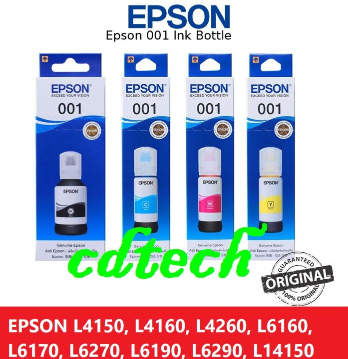 Epson Original 001 Ink Bottle Y100 Y200 Y300 Y400 L4150, L4160, L4260 ...