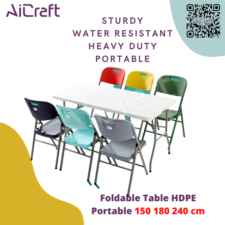 🌈 [SG STOCK] Foldable Table HDPE Portable 150 180 240 cm Heavy Duty ...