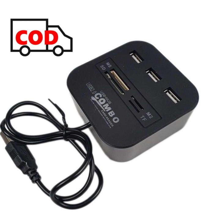 Multi Card Reader 3 Port Usb Hub 2 0 Splitter Dengan Led Pembaca