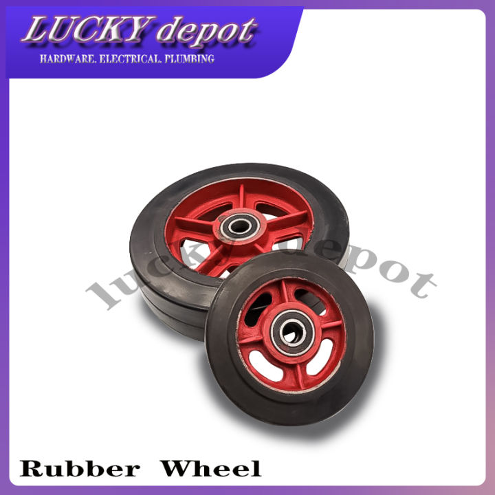 HEAVY DUTY PUSH CART STEEL BODY RUBBER WHEEL 6 INCH / 8 INCH / 10 INCH ...