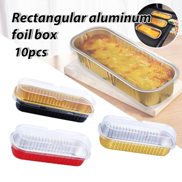 10 Pcs BBQ Aluminum Foil Tin Case Cheese Durian Cake Baking Box ...