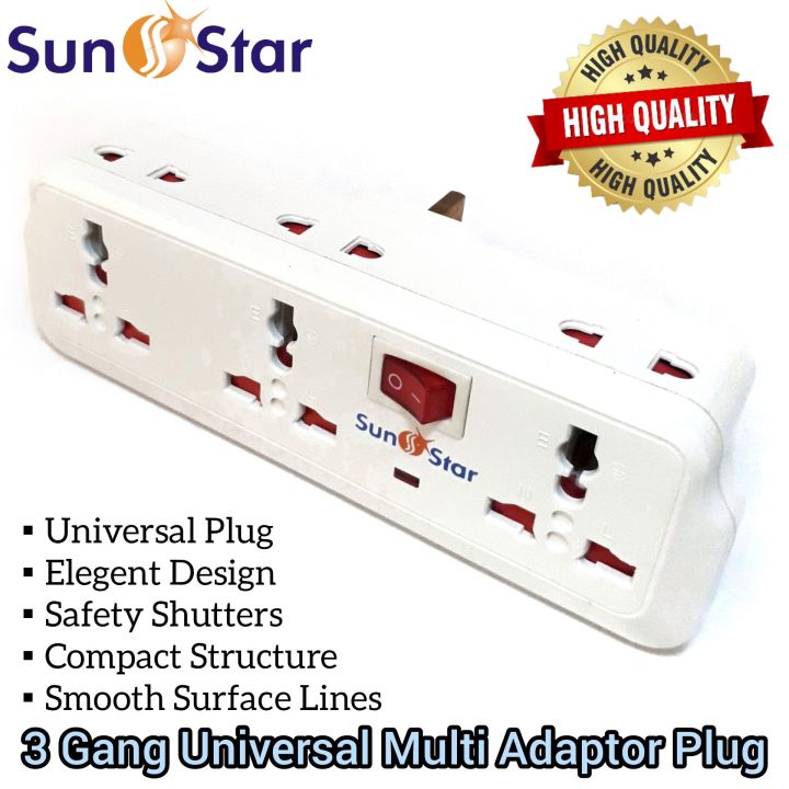3 GANG International Universal Adaptor Plug Socket For Multipurpose ...