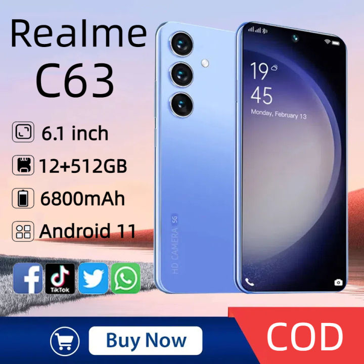 Original Smartphone C63 6.1 Inch 12+512GB 6800mAh Android Phone Support ...