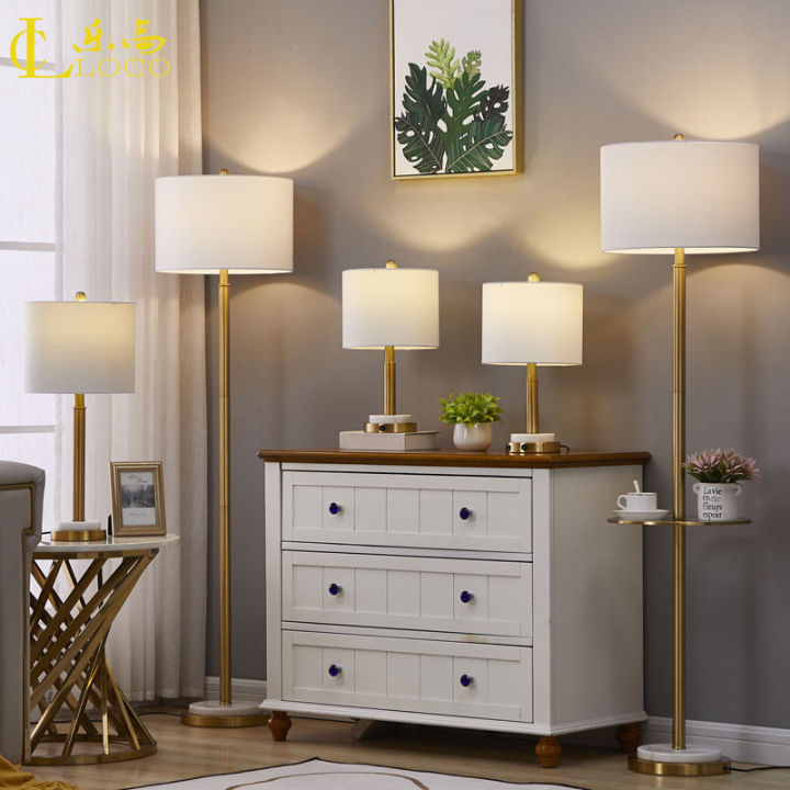 LOCO LIGHT Light Luxury Metal Marble Floor Lamp Bedroom Bedside Lamp ...