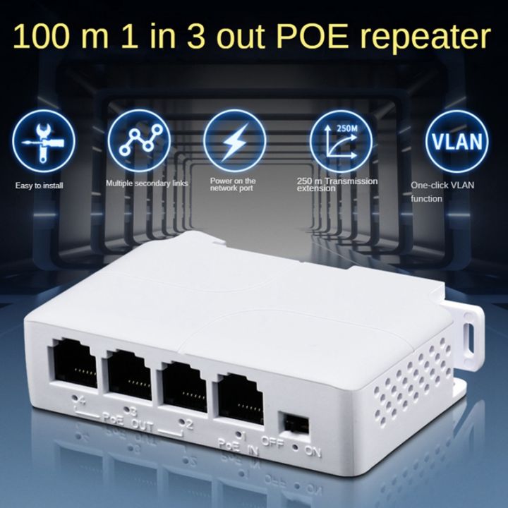 1 to 3 Port PoE Extender Poe Repeater IEEE802.3Af for IP Transmission ...
