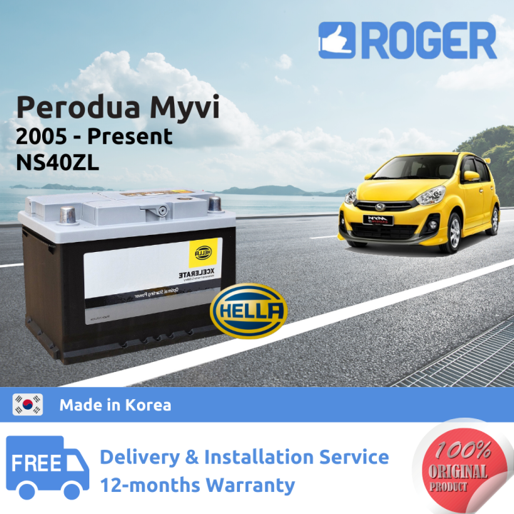 Perodua Myvi Battery (2005-Present) Hella MF (NS40ZL) 40B19L | Lazada