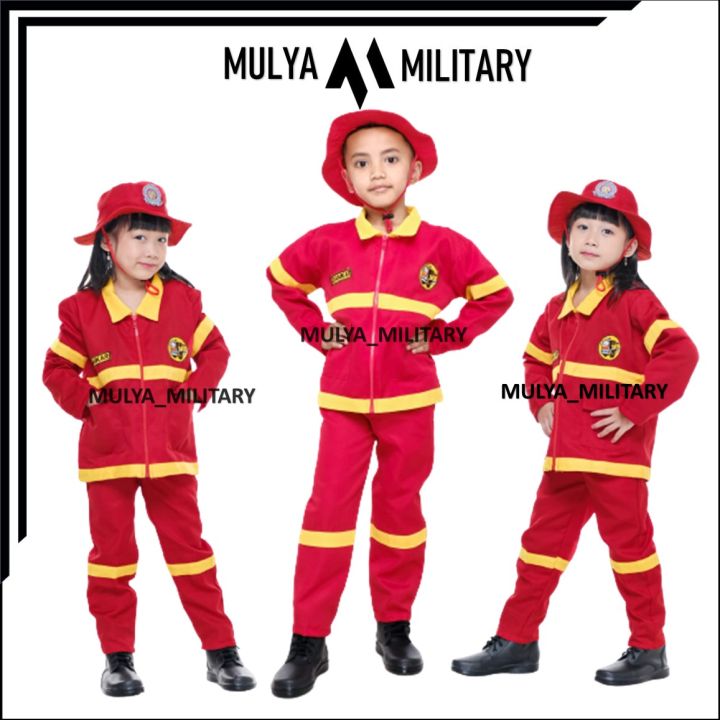 BAJU SERAGAM PEMADAM KEBAKARAN / SERAGAM DAMKAR ANAK / SETELAN PEMADAM ...