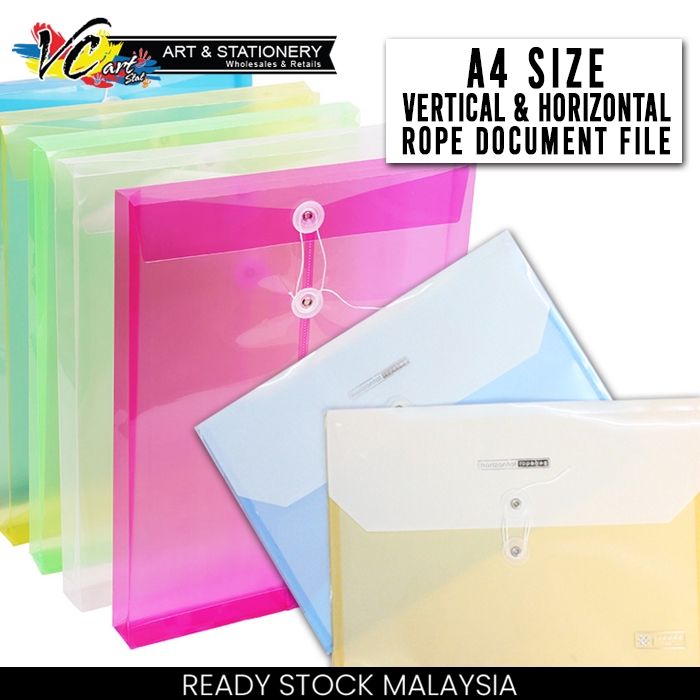 A4 Size Rope Document File Clear/Solid Colour (Vertical/Horizontal ...
