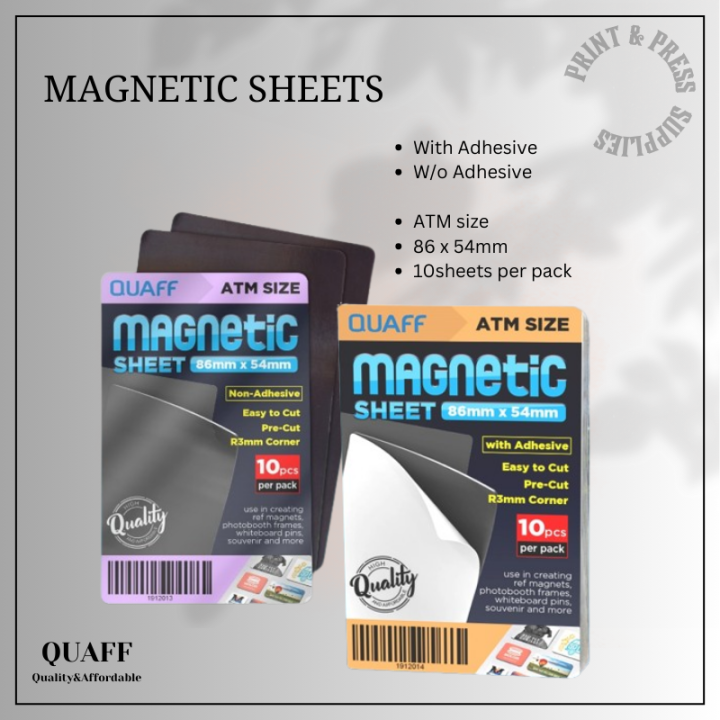 PP Supplies- 10pcs QUAFF Magnetic Sheet with Adhesive ATM Size for DIY Ref Magnet (86x54mm ...