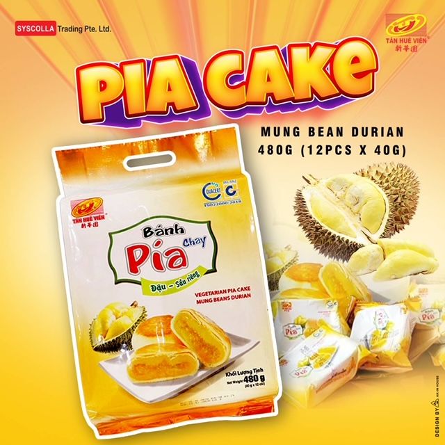 [Tân Huê Viên] Vegetarian Pia Cake with Durian and Mung Bean | Lazada ...