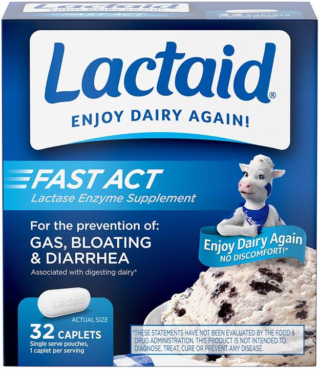 Lactaid Fast Act Lactase Enzyme Supplement Prevent Gas Bloating ...