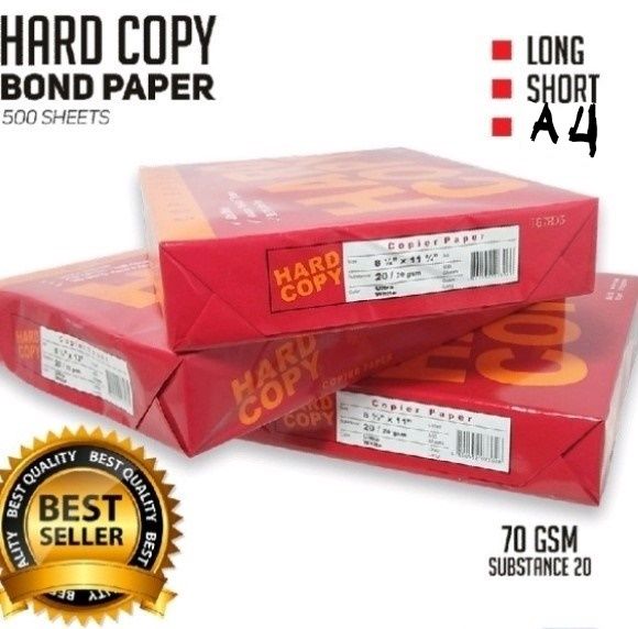 HARDCOPY BONDPAPER {LONG-SHORT- A4} 500SHEETS OF PAPER PER REAM | Lazada PH