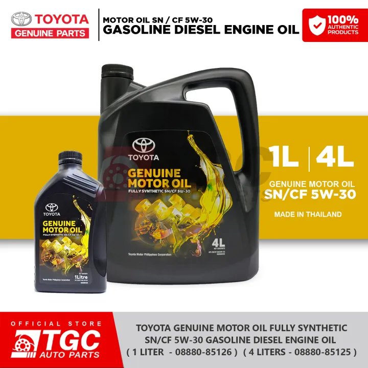 Toyota Genuine Motor Oil Fully Synthetic SN/CF 5W-30 Gas & Diesel Engine Oil(1Liter - 08880 ...