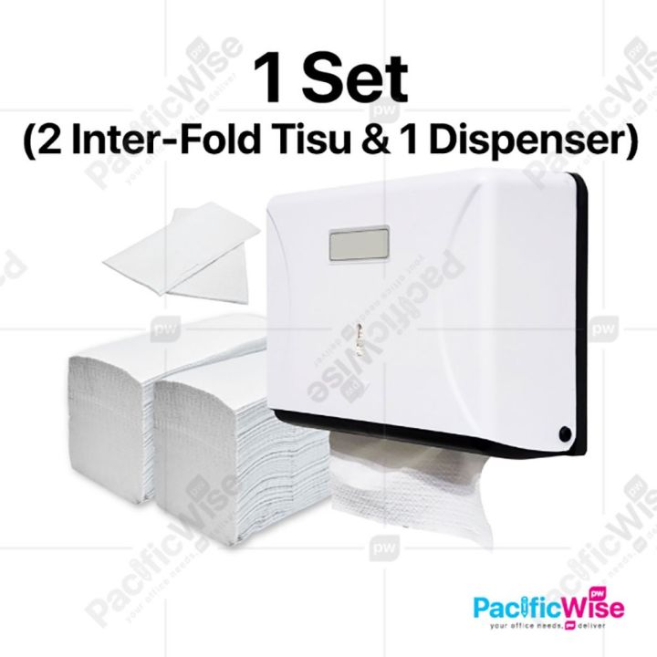 Inter Fold or Multi Fold Tissue (2 Packs) + Dispenser (1 Pc) Set/Tissue ...