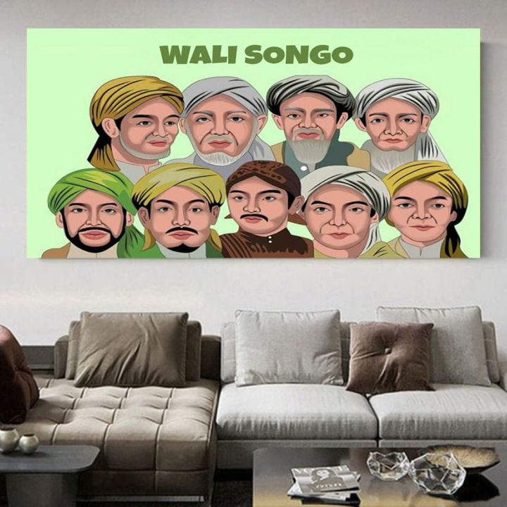HIASAN DINDING/POSTER CETAK WALI SONGO GAMBAR KARTUN D102/BISA COD ...