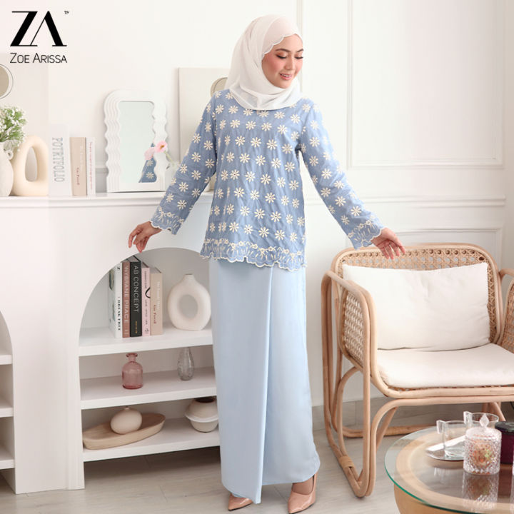 BAJU KURUNG SULAM LACE Baju Raya 2023 PASTEL MODEN BARU PLAIN Zoe ...