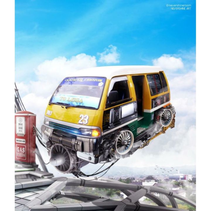 lukisan cetak mobil angkot modern plus bingkai ukuran 65×45 | Lazada ...