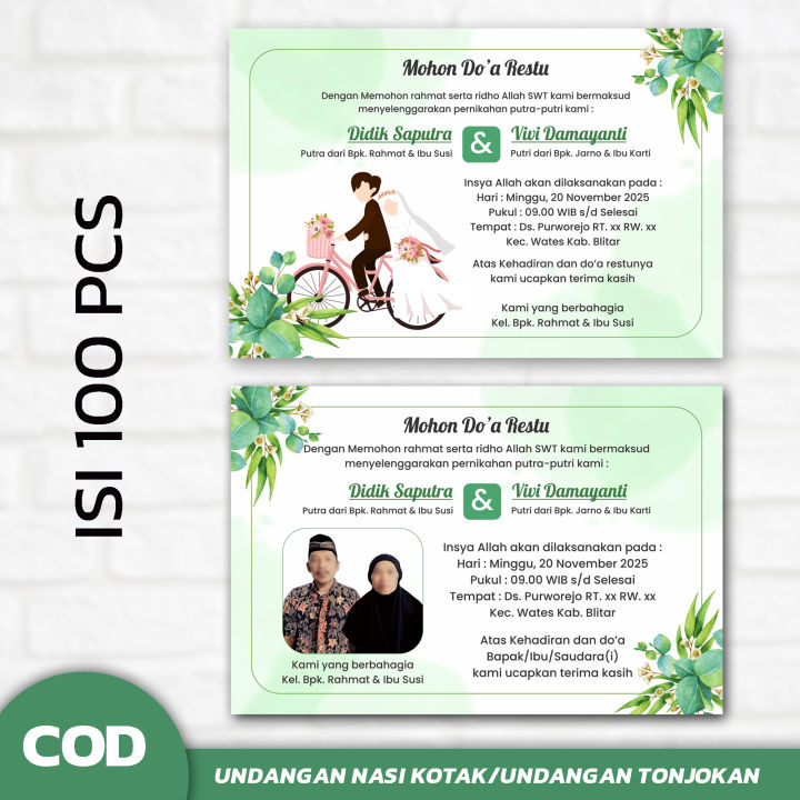 (Isi 100 PCS) Undangan Mini Nasi Kotak, Undangan Tonjokan, Undangan ...