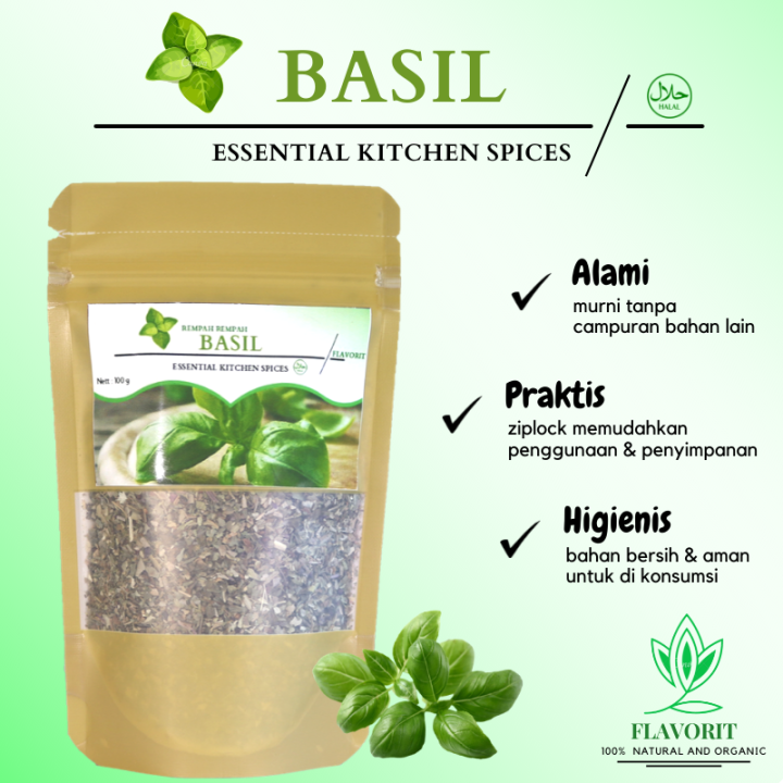 Daun Basil Asli Kering Organik Dried Basil Leaves Herbal Bumbu Dapur ...
