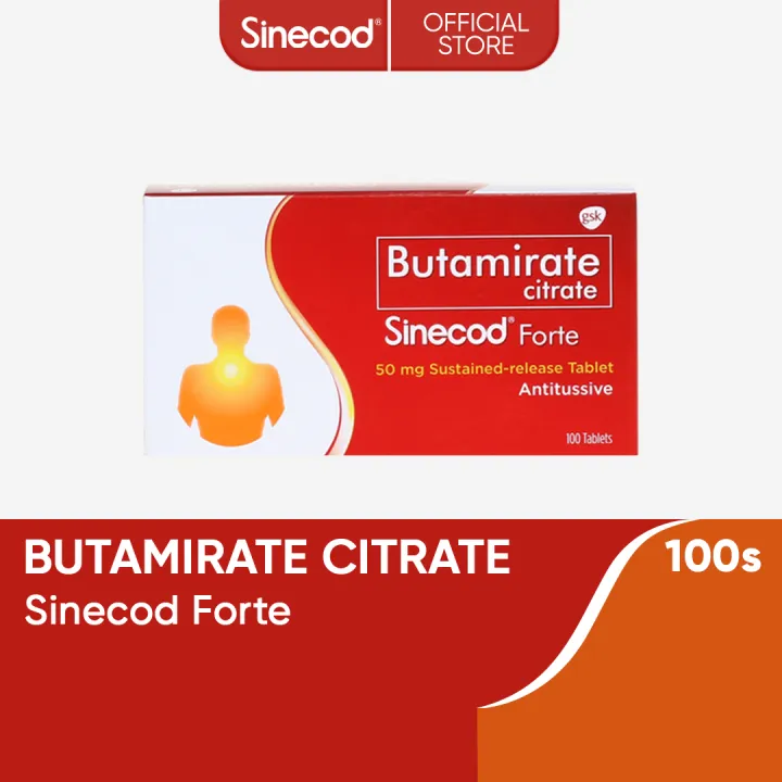 Sinecod Forte 100 Tablets Butamirate Citrate Antitussive for Long ...