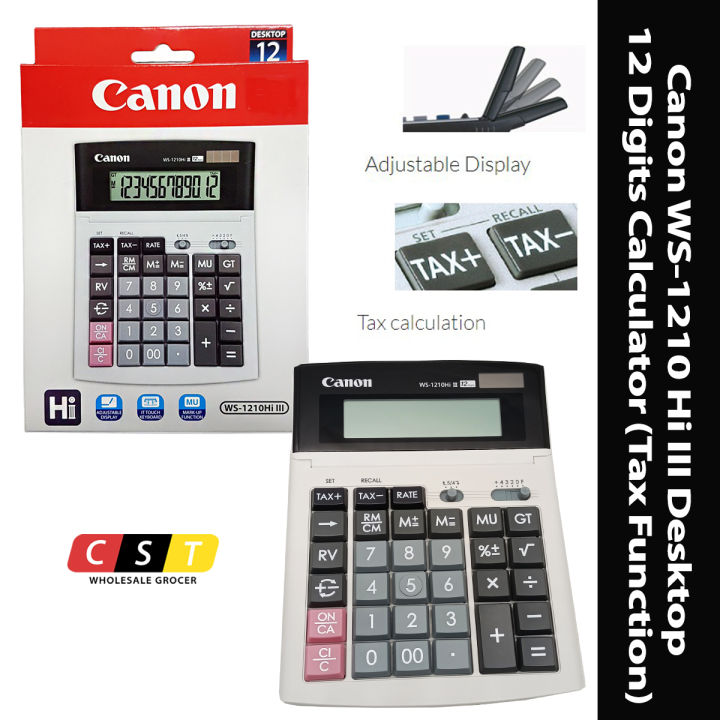 Canon WS-1210 Hi III Desktop 12 Digits Calculator (Tax Function) | Lazada