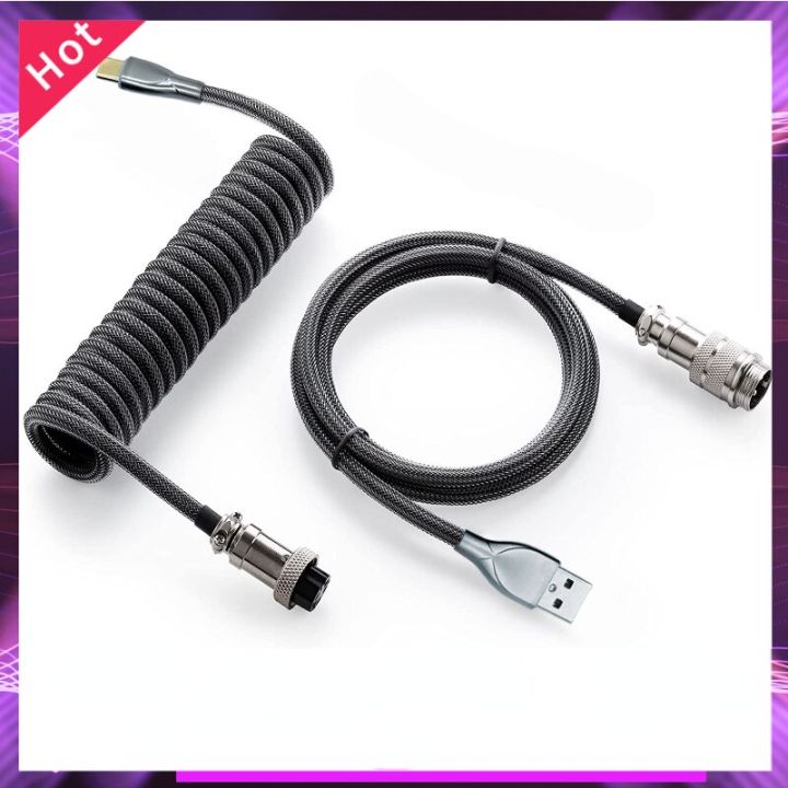 1.8M Mechanical Keyboard Coiled Wire Type C USB Computer Aviation ...