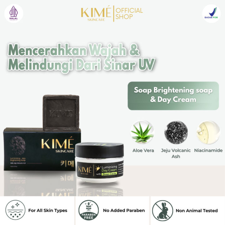 Kime Skincare Paket Bundling Luminizing Jeju Brightening Soap & Day ...