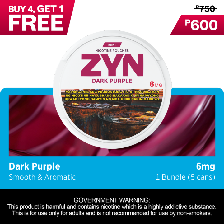 ZYN Dark Purple 6mg Nicotine Pouches Smooth and Aromatic Taste (5 cans ...