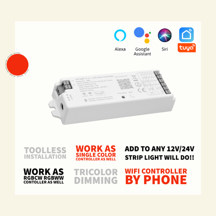 Tri color RGB RGBWW RGBCCT LED strip light Smart home tuya controller ...