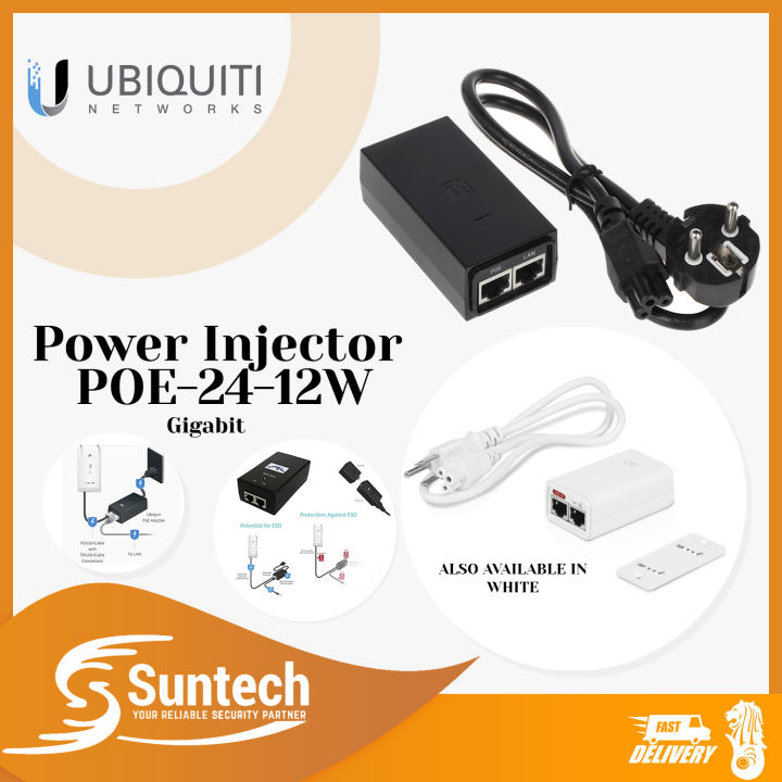 Ubiquiti Power Injector POE-24-12W-G-WH 24V / 12W Gigabit PoE Injector ...