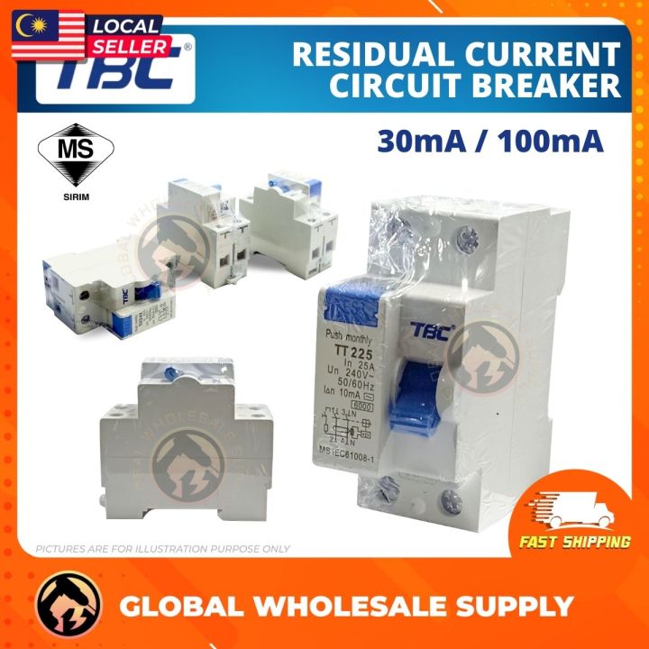 TBC 2 POLE 30mA / 100mA Residual Current Circuit Breaker ELCB 25A / 40A ...
