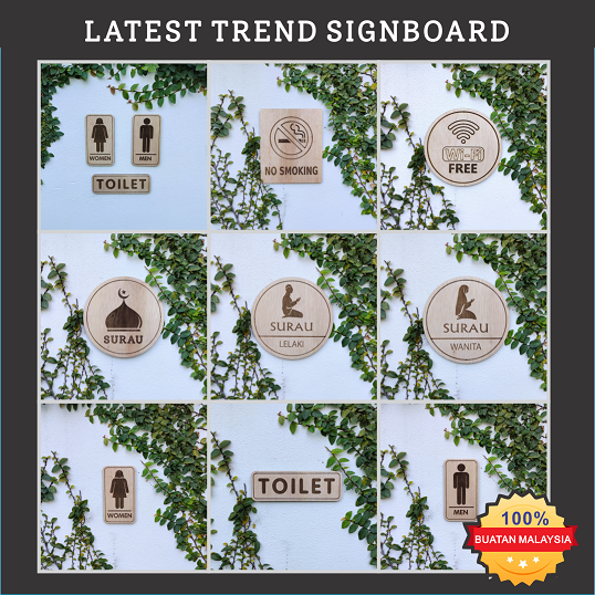 Popular Sign Tandas No Smoking Surau Wifi Arah Sign Toilet Signboard ...