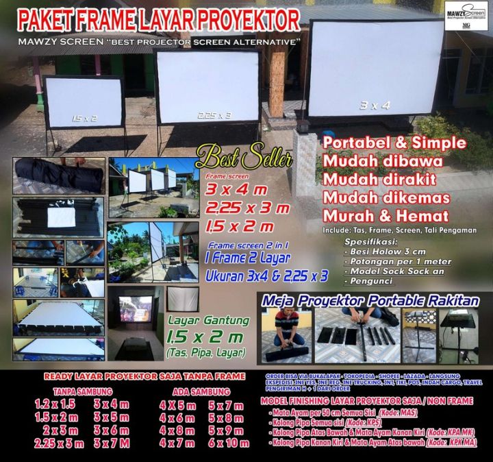 layar proyektor ukuran 1,5 x 2 meter tanpa sambung | Lazada Indonesia