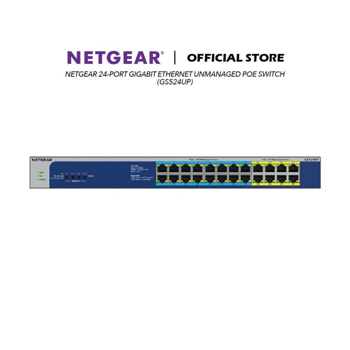 NETGEAR 24-Port Gigabit Ethernet Unmanaged PoE Switch (GS524UP) - with ...
