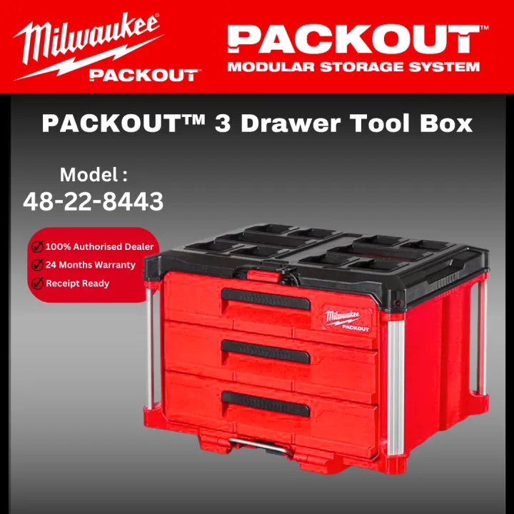Milwaukee Packout 3 Drawer Tool Box / 48-22-8443 / Bekas Simpanan ...
