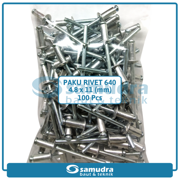 SMD Paku Rivet 640 100 pcs 4.8 x 11 mm Blind Rifet Tembak Aluminium ...