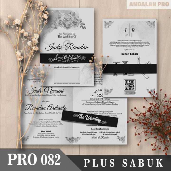 (50 PCS) PRO 082 Lipat 2 Plus Sabuk - Cetak Undangan Grayscale/Hitam ...