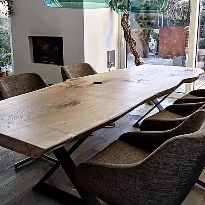 Ji Ji feng log dining table natural edge retro tea table B&B Nordic ...