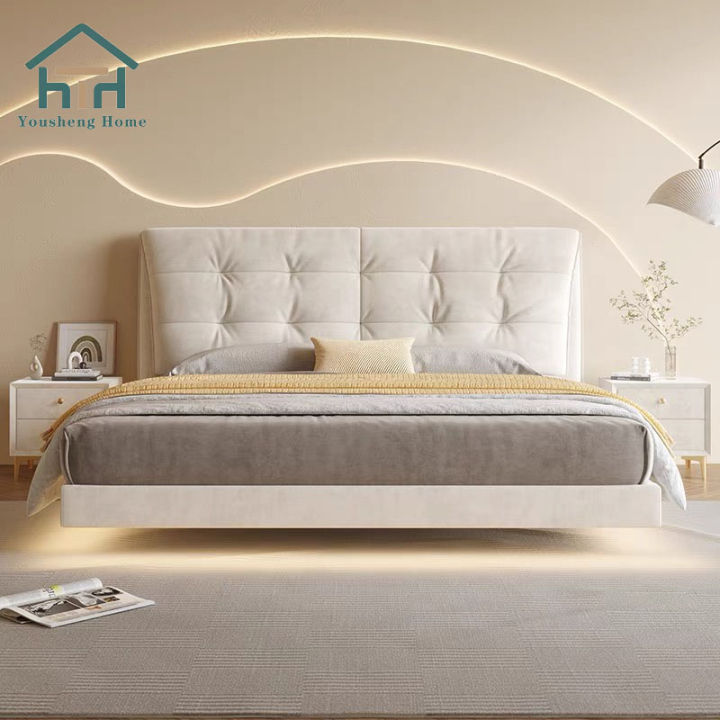 Cream Wind Cloud Blossom Floating Fabric Art Bed Bedroom Light Luxury ...