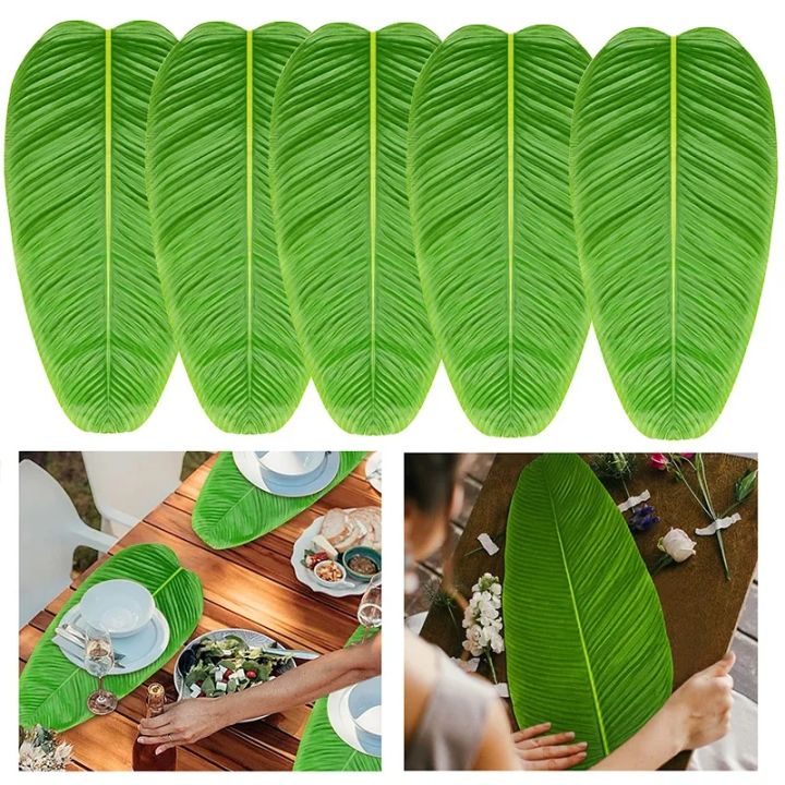 Artificial Banana Leaves Table Decoration Waterproof Palm Tree Leaves ...