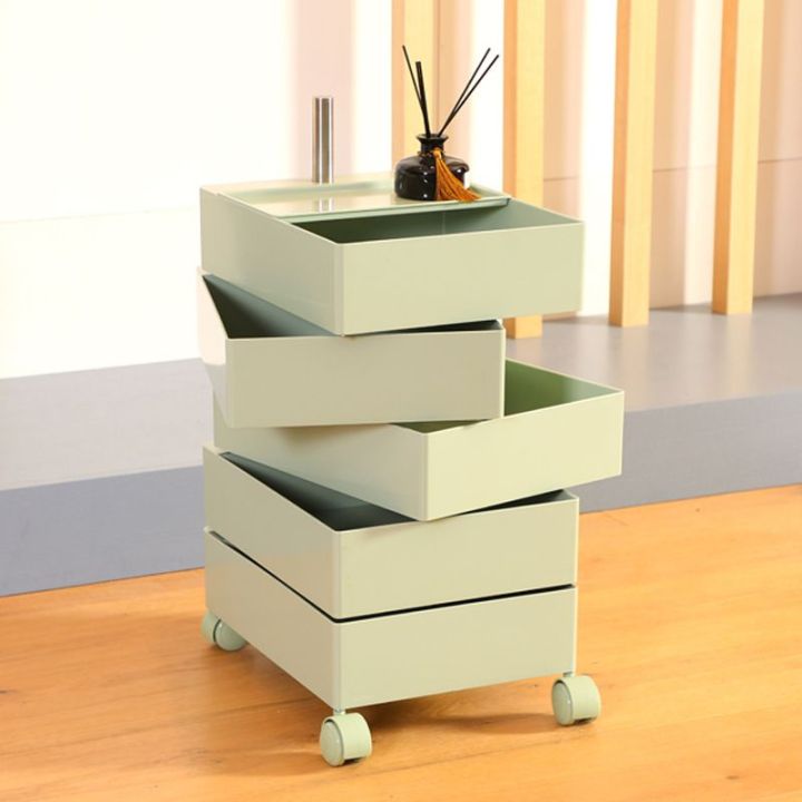 360° Rotatable Cabinet Movable Storage Cabinet Bedroom Bedside Cabinet ...
