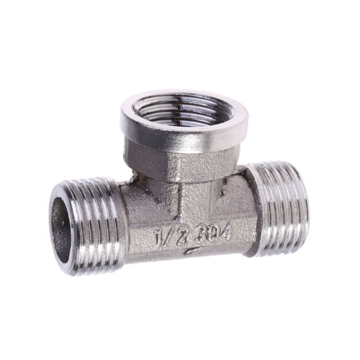 G1/2" Tee 3 Way Plumping Pipe Fittings Stainless Steel T type Threaded ...