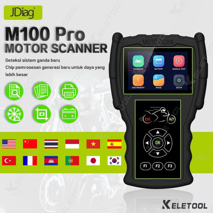 KELETOOL JDIAG M100 PRO Motor Scanner Honda & Yamaha D87 D88 Fungsi ...