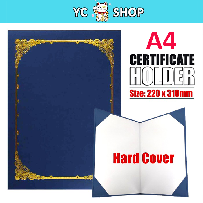 [YC] Certificate Holder A4 Hard Cover File with Gold Border Cert Sijil ...