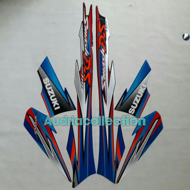 Stiker Striping Motor Suzuki Smash 110 ds Hitam-Biru | Lazada Indonesia