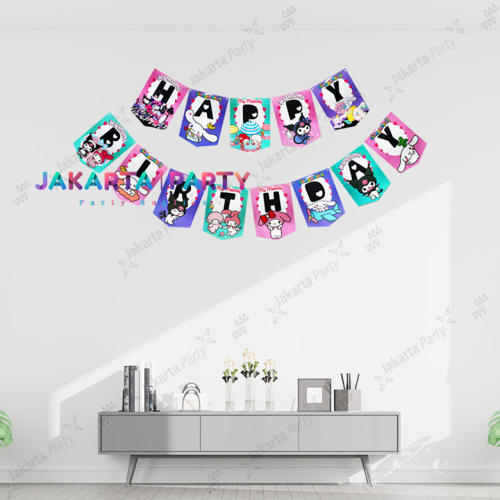 Banner Ultah Sanrio / Banner Sanrio / Party Flag Sanrio Kuromi | Lazada ...