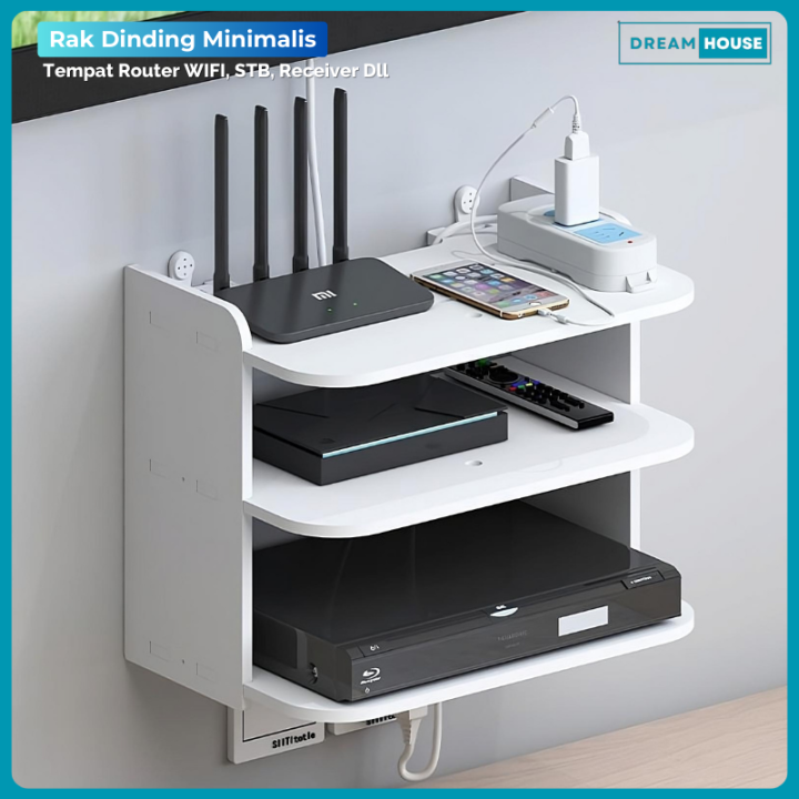 Rak Gantung Dinding Set Top Box Receiver DVD Modem Tempat Penyimpanan ...